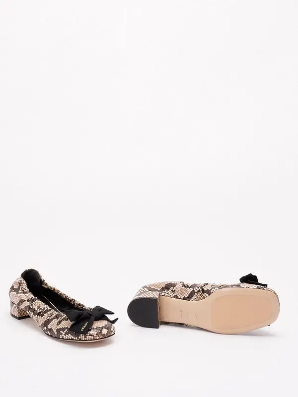 Prada Ayers Ballerina Flats With Bow Detailing - Multicolor