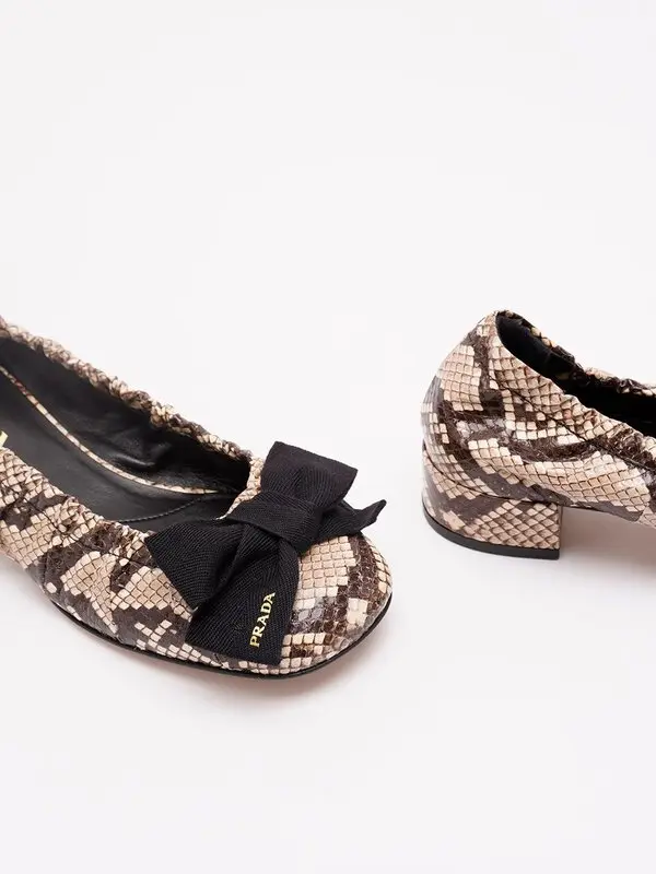 Prada Ayers Ballerina Flats With Bow Detailing - Multicolor
