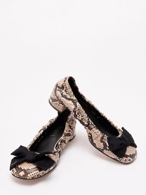 Prada Ayers Ballerina Flats With Bow Detailing - Multicolor