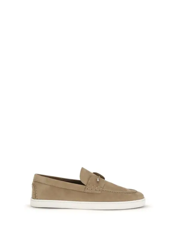 CHRISTIAN LOUBOUTIN Chambeliboat Suede Loafers - Cream