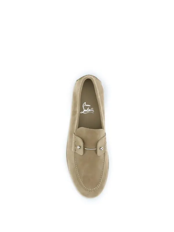 CHRISTIAN LOUBOUTIN Chambeliboat Suede Loafers - Cream