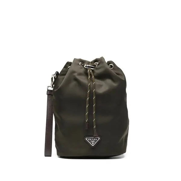 Prada Recycled Polyamide Drawstring Bucket Bag - Green