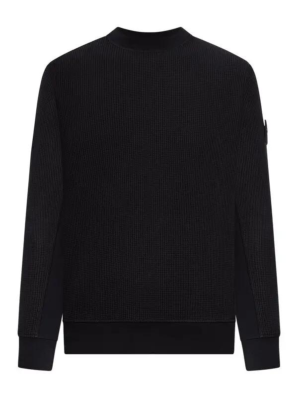 Stone Island Crew Neck Sweatshirt In Organic Cotton With Honeycomb Workmanship