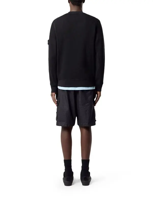 Stone Island Crew Neck Sweatshirt In Organic Cotton With Honeycomb Workmanship