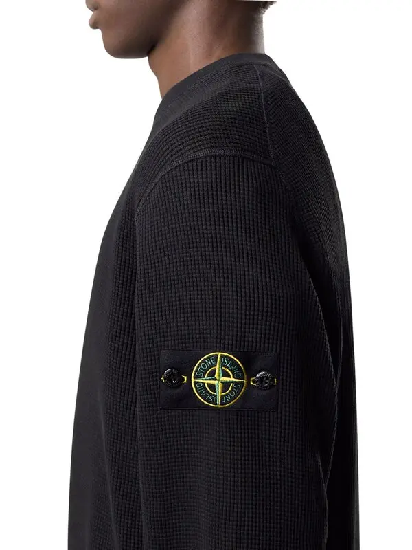 Stone Island Crew Neck Sweatshirt In Organic Cotton With Honeycomb Workmanship