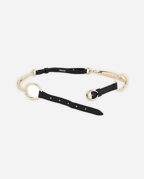 Rabanne Leather Belt With Gold Metallic Details - Multicolor