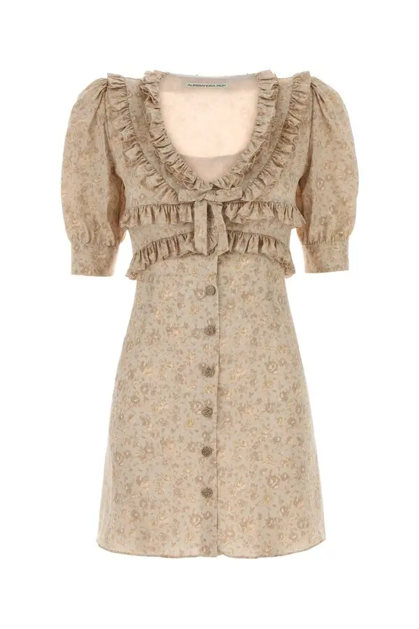 Alessandra Rich Printed Ruffle Mini Dress