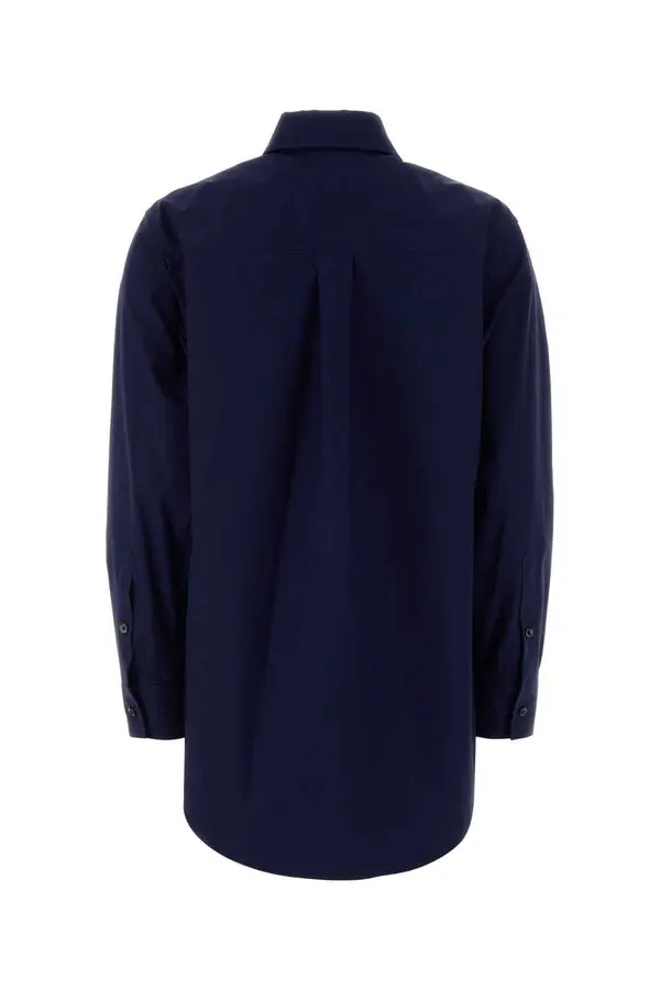 Fendi Navy Poplin Shirt With Embroidered Detail - Blue