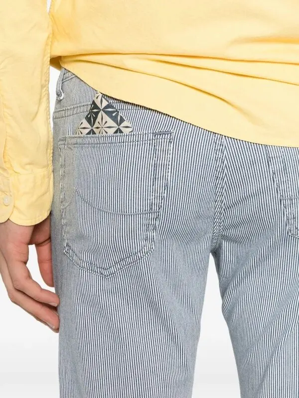 Jacob Cohen Bard Slim Fit Striped Cotton Pants - Multicolor