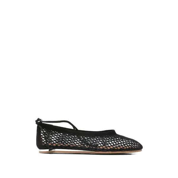 FORTE_FORTE Ballet Flats With Net Overlay And Tie Fastening - Black