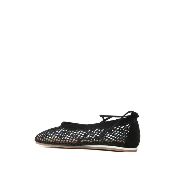 FORTE_FORTE Ballet Flats With Net Overlay And Tie Fastening - Black