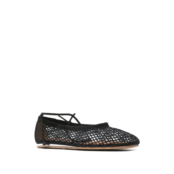 FORTE_FORTE Ballet Flats With Net Overlay And Tie Fastening - Black