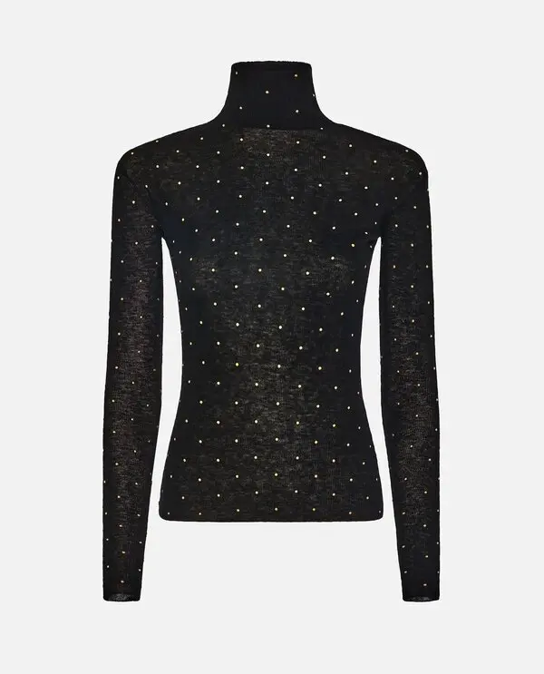 Rabanne Black Turtleneck With Appliques