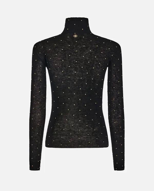 Rabanne Black Turtleneck With Appliques