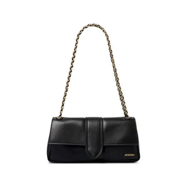 Jacquemus Leather Shoulder Bag With Gold-tone Hardware - Black