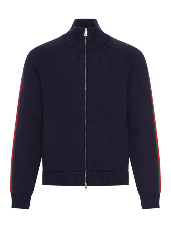 Gucci Wool Zip-up Jacket With Web Trim