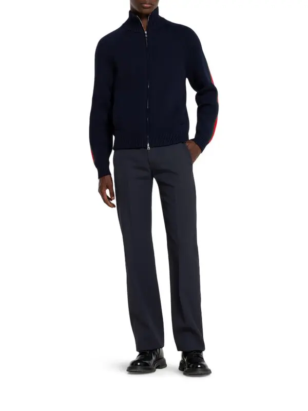 Gucci Wool Zip-up Jacket With Web Trim