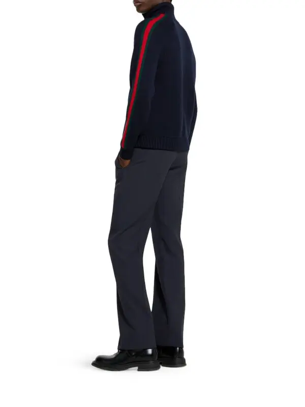 Gucci Wool Zip-up Jacket With Web Trim