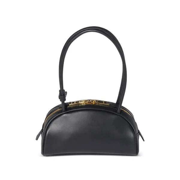 Miu Miu Embossed Logo Calf Leather Shoulder Bag - Black