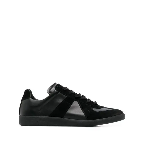 MAISON MARGIELA Calf Leather & Suede Paneled Low-top Trainers