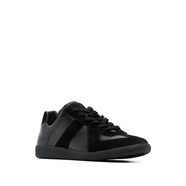 MAISON MARGIELA Calf Leather & Suede Paneled Low-top Trainers