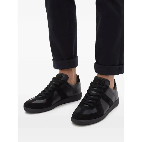 MAISON MARGIELA Calf Leather & Suede Paneled Low-top Trainers