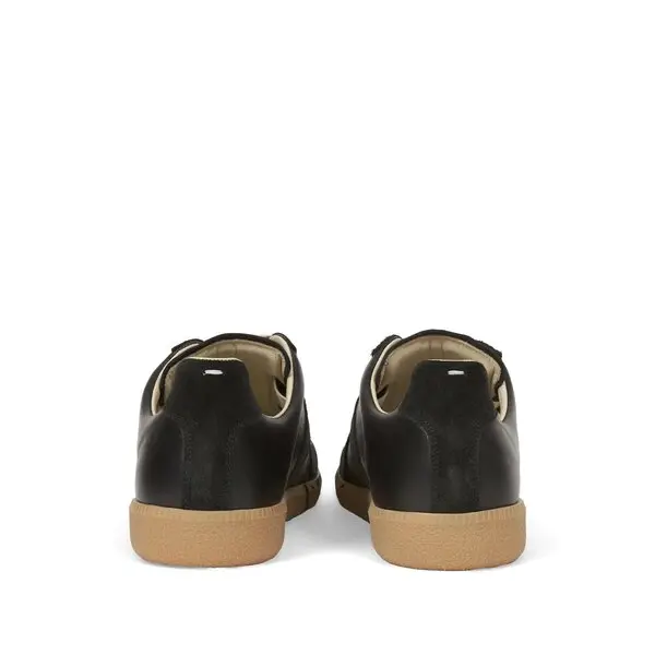 MAISON MARGIELA Calf Leather & Suede Paneled Low-top Trainers - Black