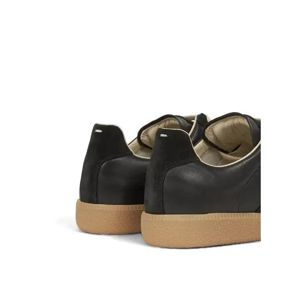 MAISON MARGIELA Calf Leather & Suede Paneled Low-top Trainers - Black
