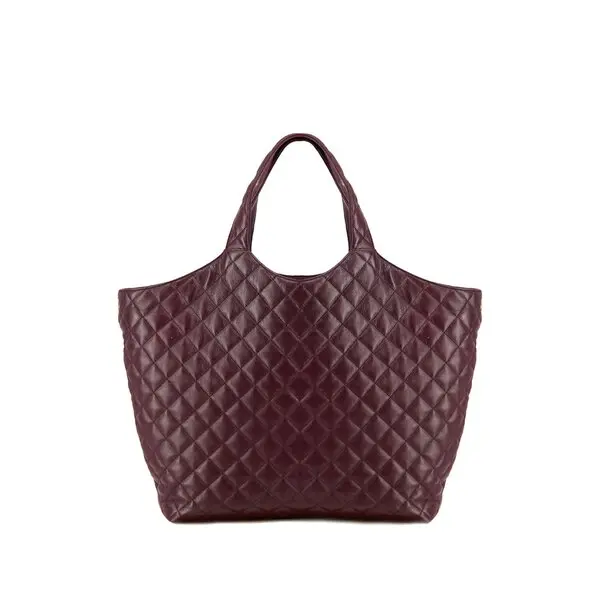 Saint Laurent Quilted Logo Plaque Tote Bag - Purple