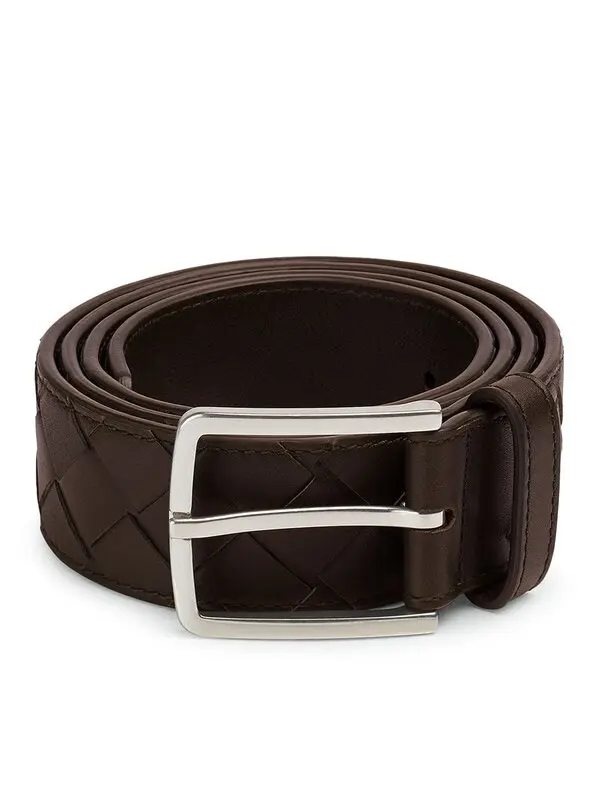 Bottega Veneta Braided Leather Belt With Silver-finish Buckle - Multicolor
