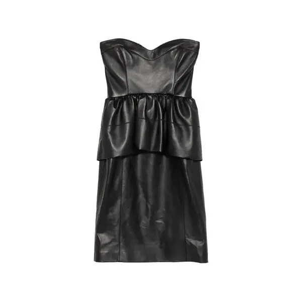 Fendi Strapless Peplum Detail Sweetheart Neck Dress - Black