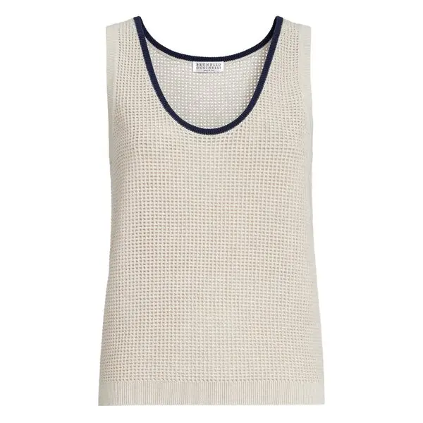 Brunello Cucinelli Sleeveless Scoop Neck Knit Top