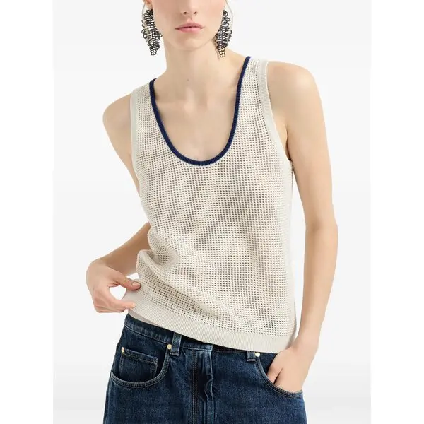 Brunello Cucinelli Sleeveless Scoop Neck Knit Top