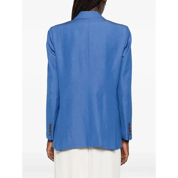 BLAZÉ MILANO Silk And Linen Peak Lapel Double-breasted Blazer - Blue