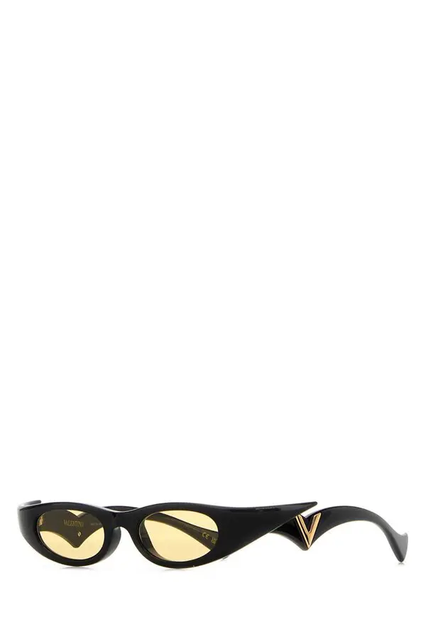 Valentino Garavani Acetate Sunglasses With Golden Metal Finishing - Black