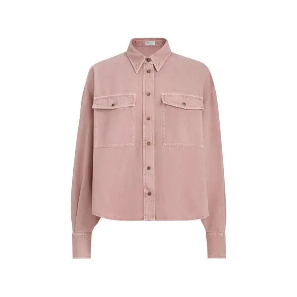 Brunello Cucinelli Cotton Linen Blend Shirt - Pink