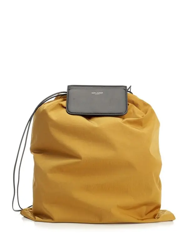 Saint Laurent Large Nylon And Leather Pouch - Yellow