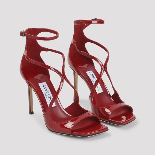 JIMMY CHOO Azia 95 Patent Leather Sandals - Red