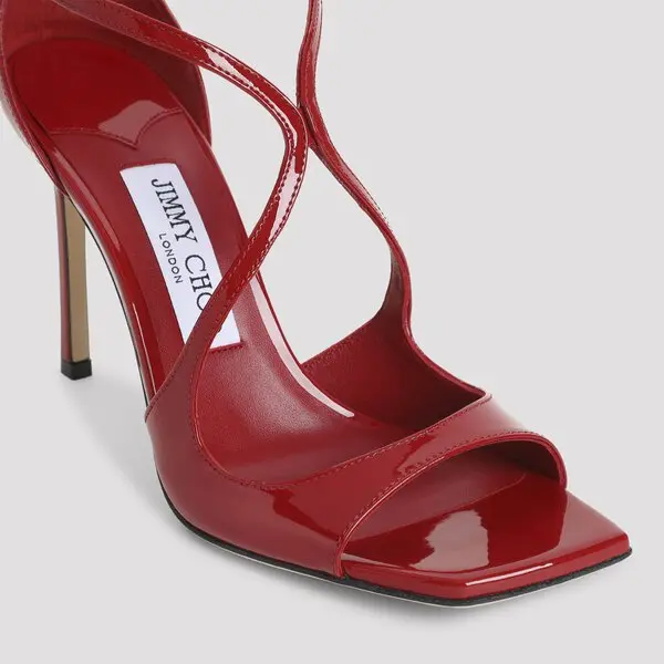 JIMMY CHOO Azia 95 Patent Leather Sandals - Red