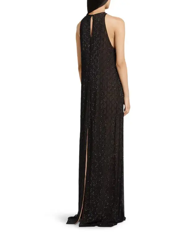 Gucci Silk Georgette Gg Monogram Dress - Black