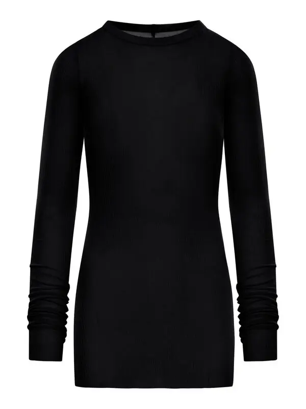 Rick Owens Ribbed Semi-transparent Long Sleeve Sweater - Black