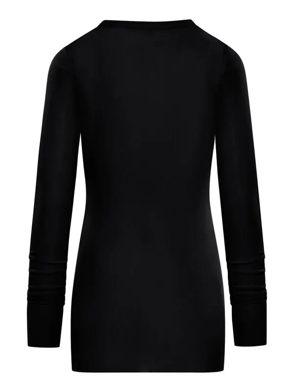 Rick Owens Ribbed Semi-transparent Long Sleeve Sweater - Black