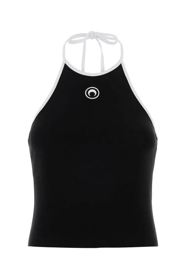 MARINE SERRE Cotton Tank Top - Black