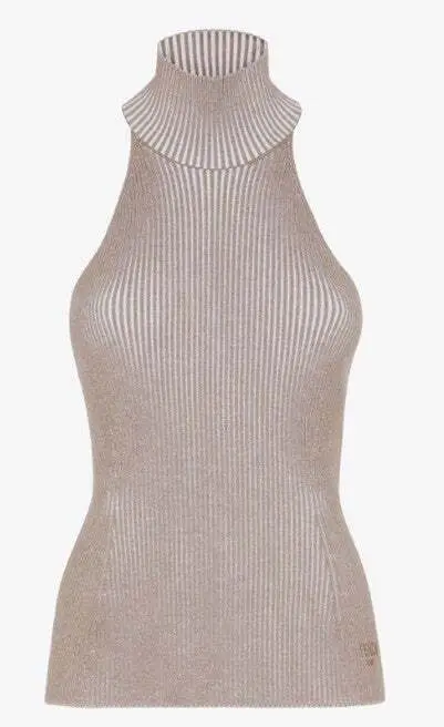 Fendi Ribbed Knit Sleeveless Top