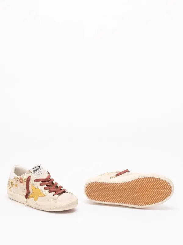 GOLDEN GOOSE Super-star Sneakers With Floral Embroidery - Multicolor