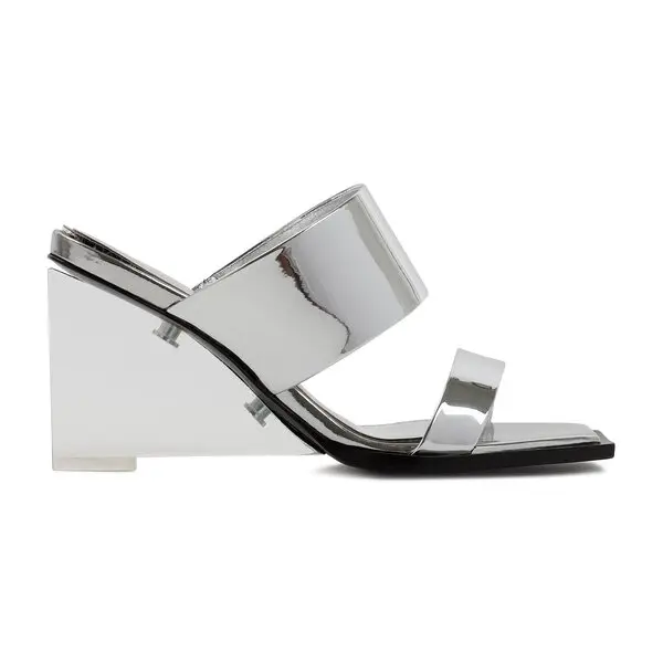 Alexander McQueen Calf Leather Square Toe Platform Sandals - Silver