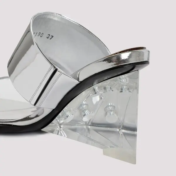 Alexander McQueen Calf Leather Square Toe Platform Sandals - Silver