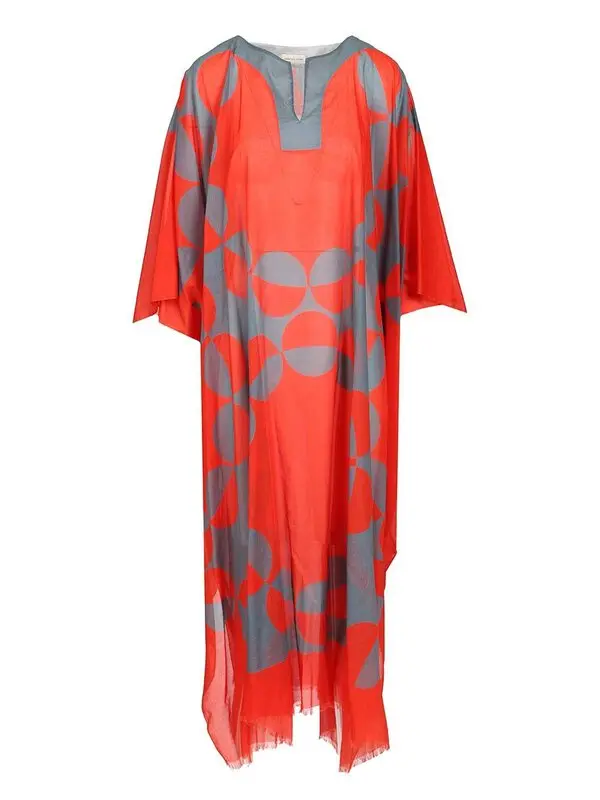 Dries Van Noten Cotton Kaftan With Geometric Print - Multicolor