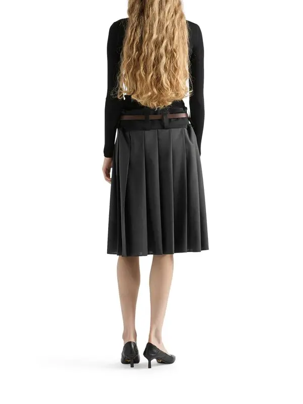 Prada Crew Neck Wool Sweater With Cutaway Shoulder