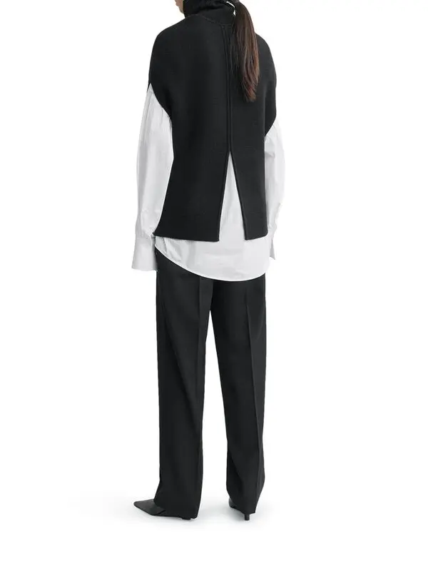 TOTEME Double-knit Wool Turtleneck Vest - Black